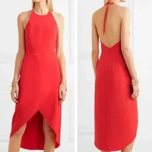 Alice + Olivia | Dresses | Alice Olivia Red Highlow Kristy Halter Dress ...
